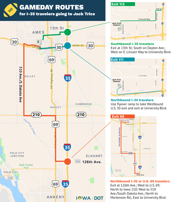 Iowa DOT and Iowa State Patrol Encourage Gameday Traffic Routes To ...