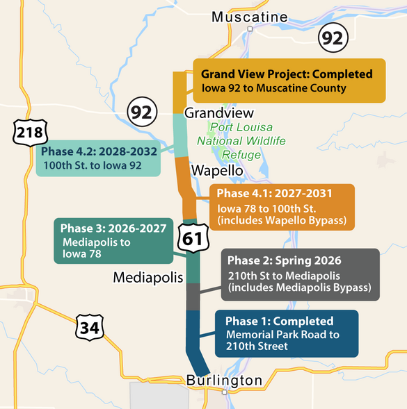US 61 Corridor Projects in Des Moines and Louisa Counties | Department ...